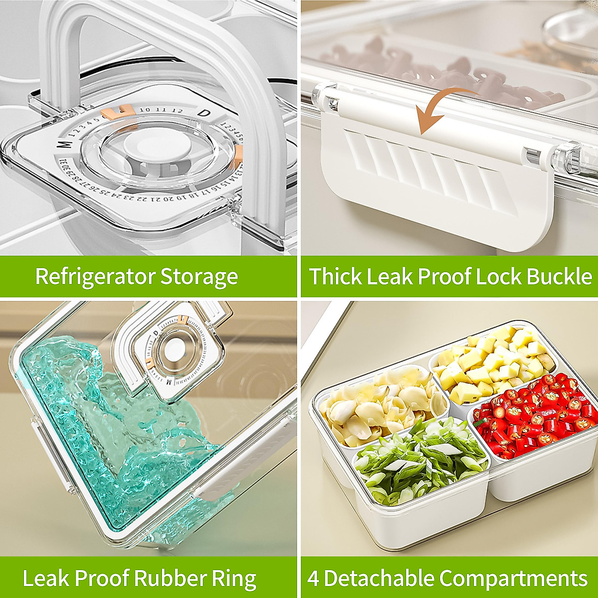 Venusorn Food preservation box with timer (2 pieces), Transparent