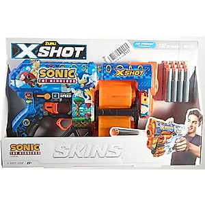 X-Shot Skins Dread Foam Blaster (12 Dart) by ZURU x Sonic The Hedgehog Toy for Kids, Teens, Adults