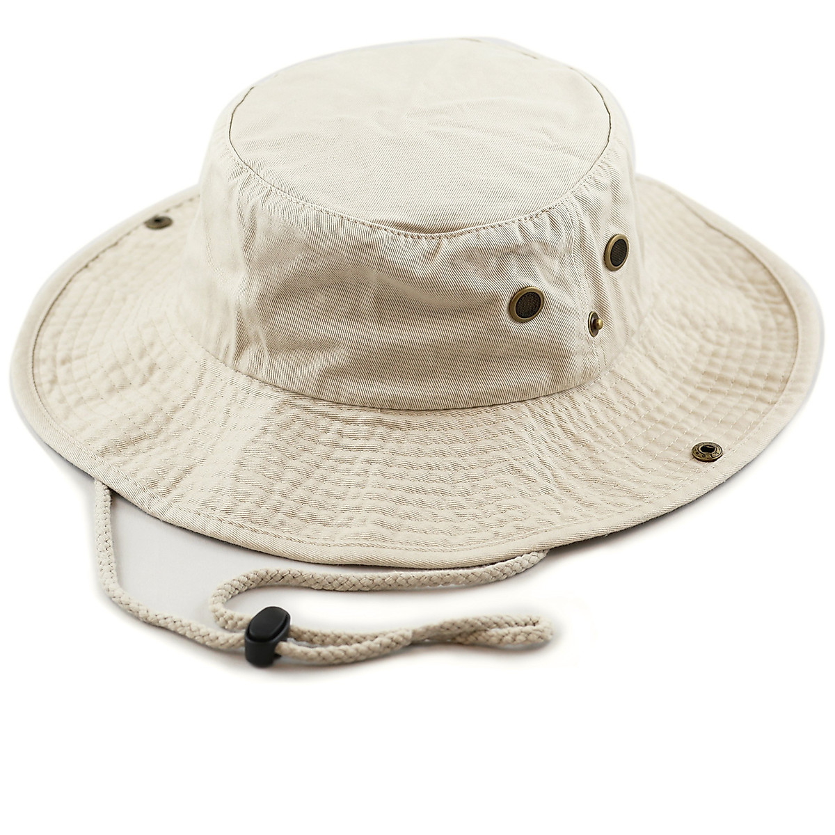 The Hat Depot 300N1510 Wide Brim Foldable Double-Sided Outdoor Boonie Bucket Hat (L/XL, 2. Cotton - Putty)