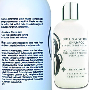 B THE PRODUCT High Potency Biotin Hair Growth Shampoo & Conditioner Set - Fortified with Vitamins E, A, C & B for Fastest Hair Growth (8.5oz.)