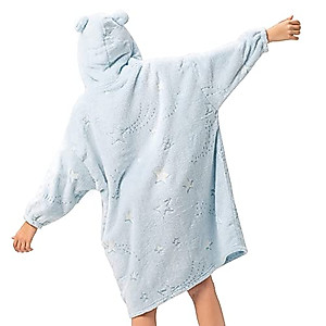 Cozy Bliss Wearable Blanket Hoodie Glow in The Dark Oversized Hooded Sweatshirt Lightweight with Giant Hood Pocket Super Soft Warm Comfy Plush Gifts for Kids Women Men Birthday Halloween