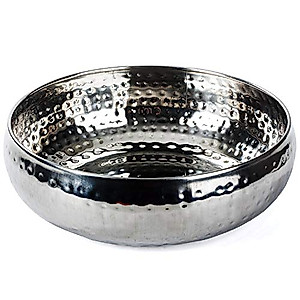 Salad Bowl and Serving Utensils - Hammered Detailing - Stainless Steel - Luxurious Serving Bowls By Colleta Home (12" Hammered Salad Bowl)