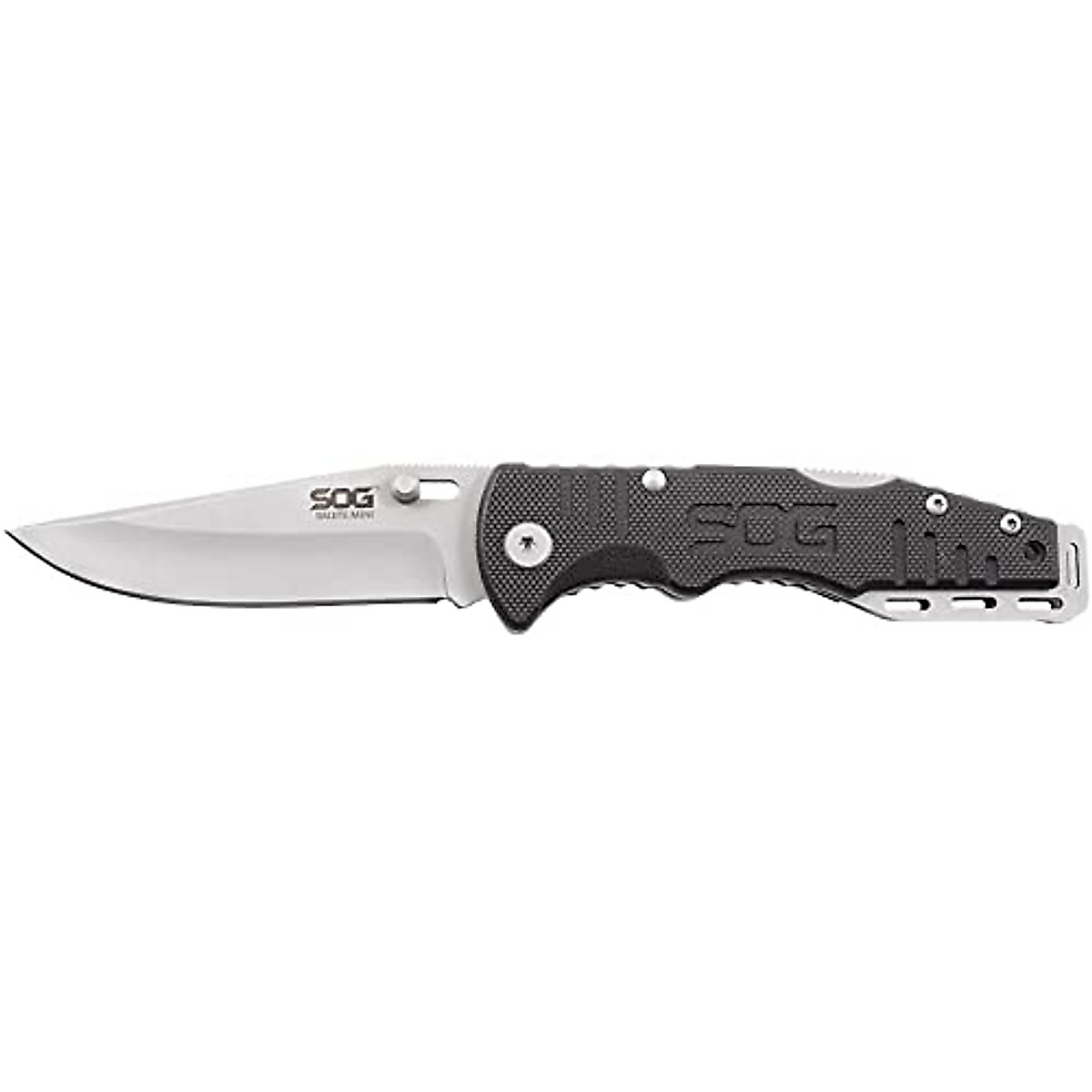 SOG Salute Mini Tactical Knife- EDC Folding Pocket Knife with 3.1 Inch Blade, Adjustable Thumb Stud and Low Carry Bayonet Clip, Bead Blasted (FF1001-CP)