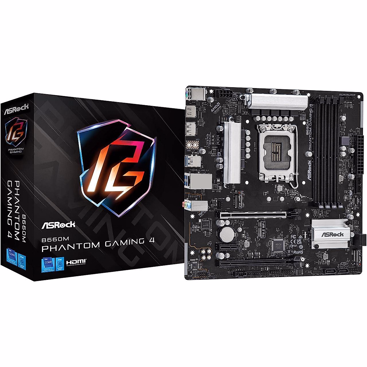 ASRock B660M PHANTOM GAMING 4 Socket LGA1700/ Intel B660/ DDR4/ SATA3&USB3.2/ M.2 Micro ATX Motherboard