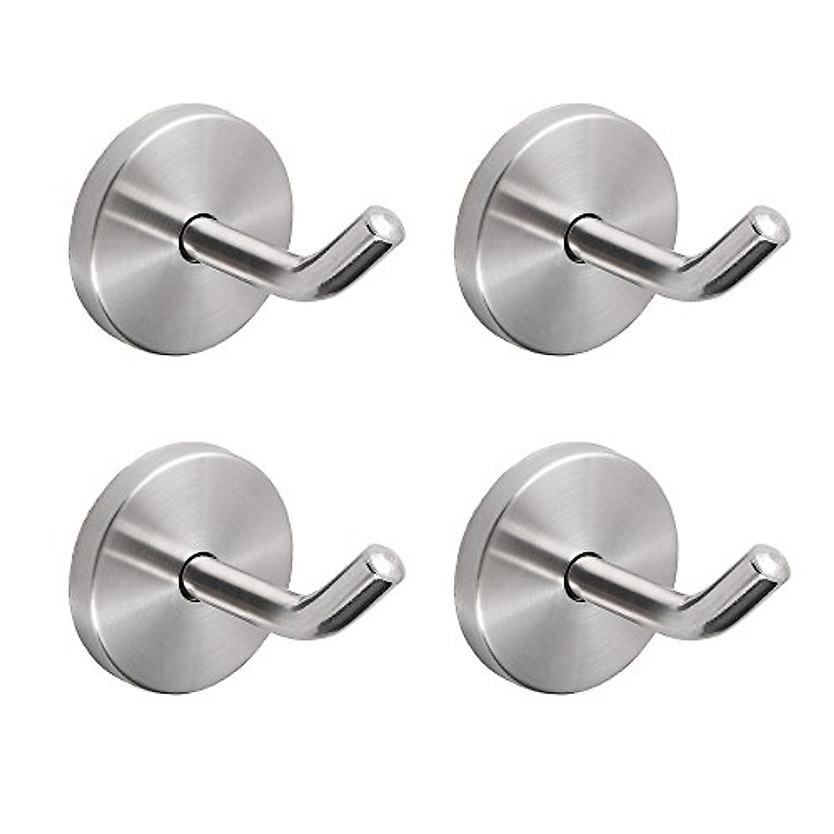NELXULAS Brushed Stainless Steel Single Heavy Duty Short Nose Screws Wall Mount Hook,Fit for Kitchen,Bedroom,Living Room, Bathroom,Closets and Garage Storage,No Magnetic Mount Function(2", 4 PCS)