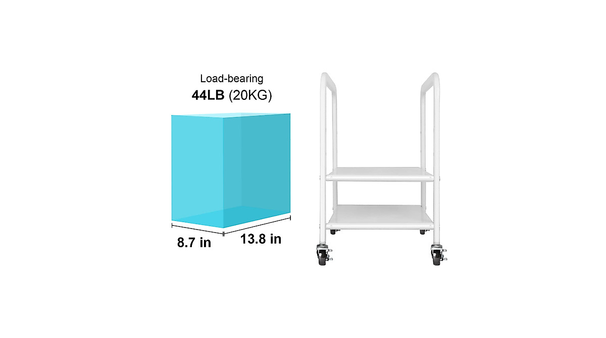 360Tronics White Adjustable PC Stand with Locking Wheels for Office & Home