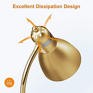 LEPOWER Floor Lamp, Metal Standing Lamp with Adjustable Gooseneck, Heavy Metal Base, Reading Pole Lamp for Office, Golden Floor Lamps for Bedroom, Living Room