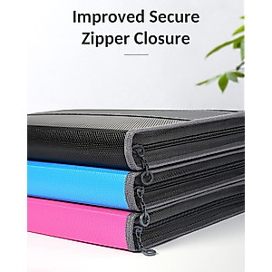 Sooez 13 Pocket Expanding File Folder with Zipper Closure, Accordion File Folder Document Organizer Expanding Zip File Folder with Sticky Labels, Letter A4 Paper Document Accordion Folder, Black