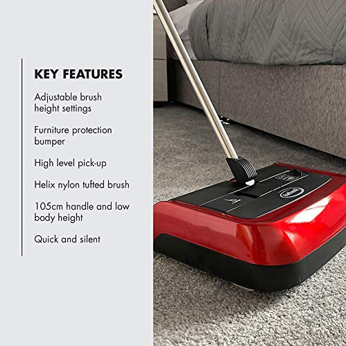 Ewbank 830 Evolution 3 Manual Floor and Carpet Sweeper, Small, Red