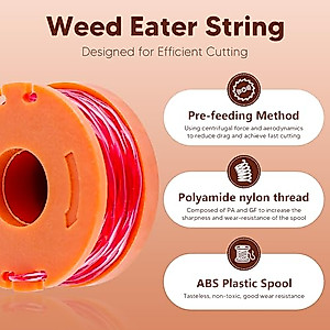 PETOX WA0010 Trimmer Line Spools Replacement for Worx Weed Eater, 0.065 inch Autofeed Trimmer Line String Refills Compatible with Worx Cordless String Trimmers (9 Line Spools+2 Cap)
