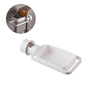 Hoement Faucet Sink Rack Towel Rack Towel Holder Water Draining Rack Faucet Rack Storage Rack for Sponge White