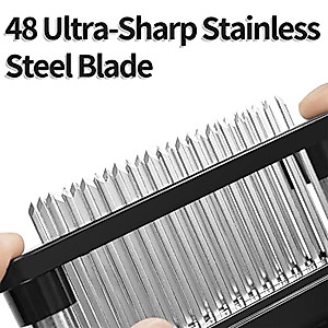 Meat Tenderizer with 48 Stainless Steel Ultra Sharp Needle Blades, Kitchen Cooking Tool Best for Tenderizing, BBQ, Marinade by JY COOKMENT