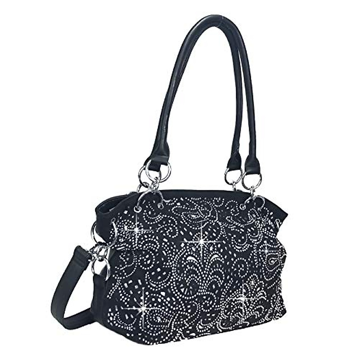 Zzfab Laser Cut Bling Purses Double handle purse Black