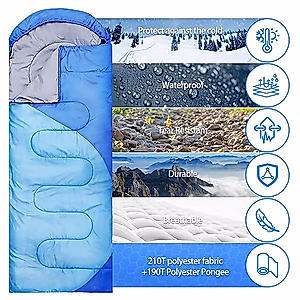 Sleeping Bags for Adults Kids - Backpacking Camping Sleeping Bag for Girls Boys - Cold Weather Warm Sleeping Bag with Compression Bags for All Season - Compact Camping Gear