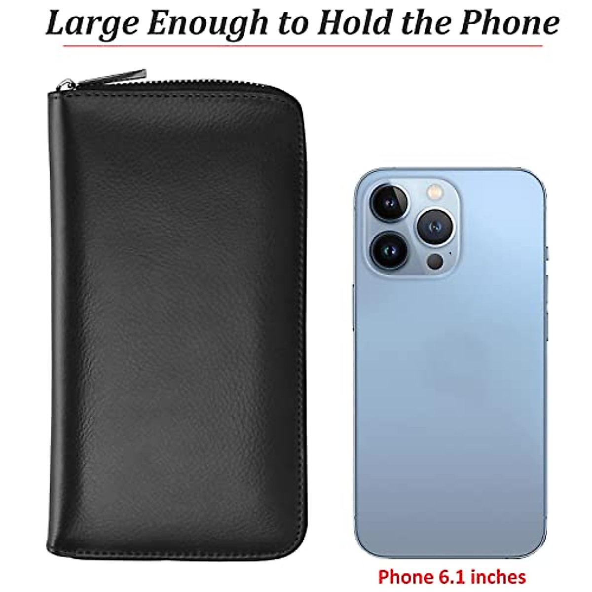 Easyoulife Womens Genuine Leather Credit Card Holder Wallet RFID Secure 36 Slots (36 Card Slots - Black)