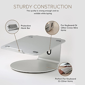 POUT Eyes 4 Metal Laptop Stand with 360 Rotating Base & Built-in Cable Ring — Ergonomic Aluminum Computer Riser for Laptop 10 to 17 Inches — for Apple Mac MacBook Air Pro HP LG Dell Sony