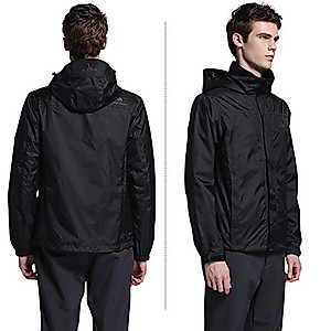 CAMEL CROWN Men's Lightweight Rain Jacket Waterproof Raincoat Windbreaker Hooded Active Outdoor Shell Jacket for Hiking Work (New Black, XXL)