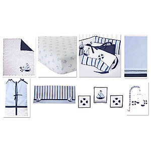 Bacati - Mix N Match Ikat Zigzag/Chevron Nursery Storage (Changing Table Storage Runner, Blue Stripes)