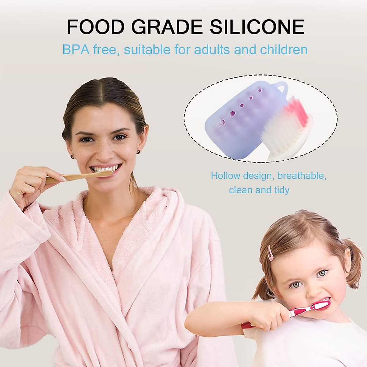 V-TOP Electric Toothbrush Head Cover, 5 Pack Toothbrush Covers Caps for Travel, Silicone Portable Tooth brush Pod Case Protector for Home and Outdoor