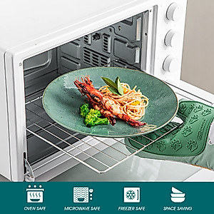 vancasso Karst 16 Pieces Dinnerware Set, Round Dish Set, Plates and Bowls Set, Green