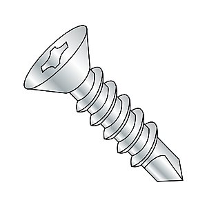 Small Parts 1216KPF Steel Self-Drilling Screw, Zinc Plated Finish, 82 Degree Flat Head, Phillips Drive, #3 Drill Point, #12-14 Thread Size, 1" Length (Pack of 50)