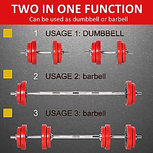 Soozier Adjustable Dumbbell Set, 44lbs Convertible to Barbell Weight Set for Home Gym Women and Men Weight Lifting Training