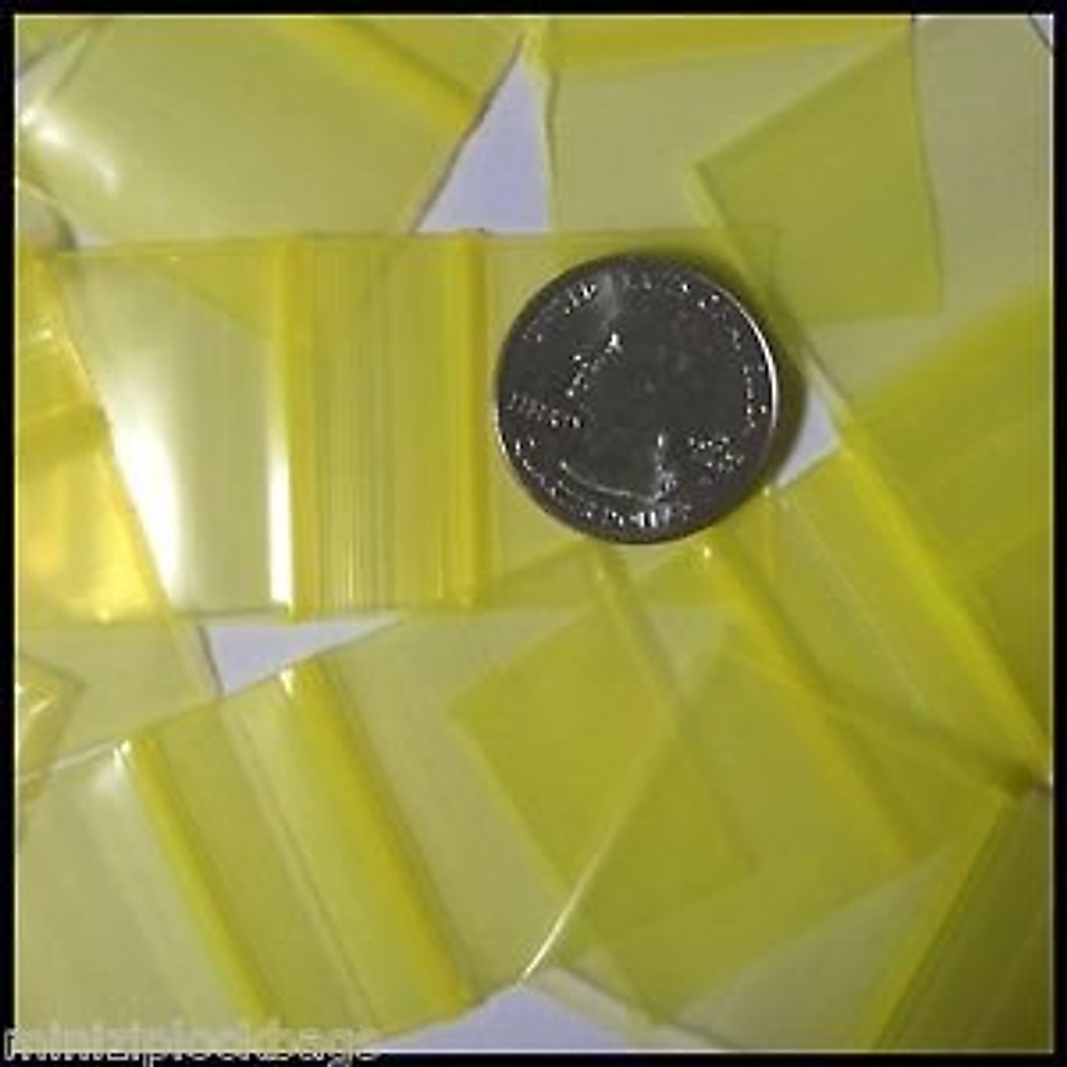 12510 Apple Bags Yellow 1 Bag of 100 Count Tiny Coin Ziplock Zip Lock Stamps Small Dime Plastic