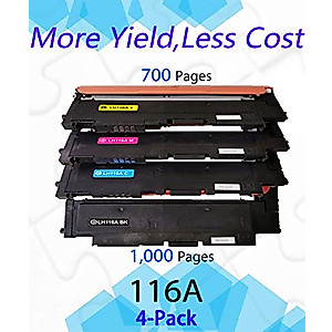 EASYPRINT (BCMY) Compatible 116 Toner Cartridge Replacement for HP 116A Used for Color Laser MFP 179Fnw, 178nw, 179fwg; 150a 150nw 150 Series Printer, (Total 4-Pack, W2060A W2061A W2062A W2063A)