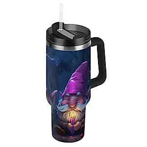 FRCSDIY Cute Gnome Insulated Tumbler with Handle and Straw Lid,30oz Leakproof Stainless Steel Cup BPA-Free Water Bottle