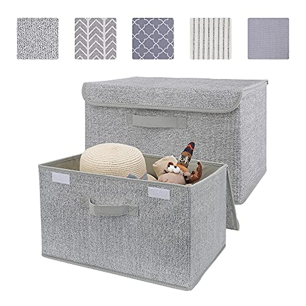 GRANNY SAYS Storage Bins with Lids, Fabric Storage Boxes, Closet Organizers and Storage for Clothes Large Storage Boxes for Organizing Wire Shelves Closet Bookshelf, Gray, 2-Pack