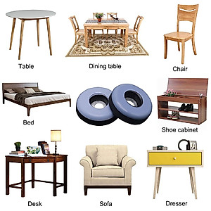 GINOYA Teflon Furniture Sliders, 48pcs 1inch Reusable Furniture Glides with Screws for Carpet Tile Hardwood (Grayish Blue)