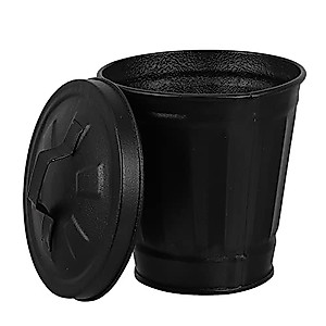 POPETPOP Mini Trash Can with Lid- Tiny Desktop Wastebasket Metal Garbage Bin Pen Holder Flowerpot Small Buckets Organizer for Home Office Kitchen