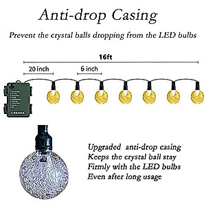 LOENDE Battery Operated String Lights Waterproof 16FT 30 LED 8 Modes Fairy Garden Globe String Lights with Timer for Christmas Tree Holiday Outdoor Indoor Patio Party Decor, Warm White (2 Pack)