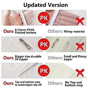 VOSIGREEN Hanging Garment Bags 7 Piece Set - 60 Inch Translucent Dust Proof Clothes Bag White Breathable Full Zipper Dust Cover for Suit Dance Costumes Gown Dress | 4 Portable Travel Shoe Bags