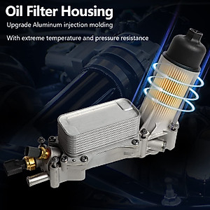 Aluminum Oil Filter Housing Engine Oil Cooler For 2011-2017 Dodge Charger Durango Challenger Journey Jeep Wrangler Cherokee Chrysler 200 300 Ram ProMaster 3.6L V6 for 926-876 926-959 68105583AF