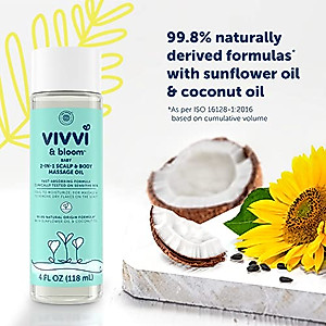 VIVVI & BLOOM Gentle 2-in-1 Baby Scalp & Body Massage Oil, Fast Absorbing Formula Ideal to Moisturize, for Massage to Remove Dry Flakes on Scalp, Hypoallergenic, 4 fl. Oz