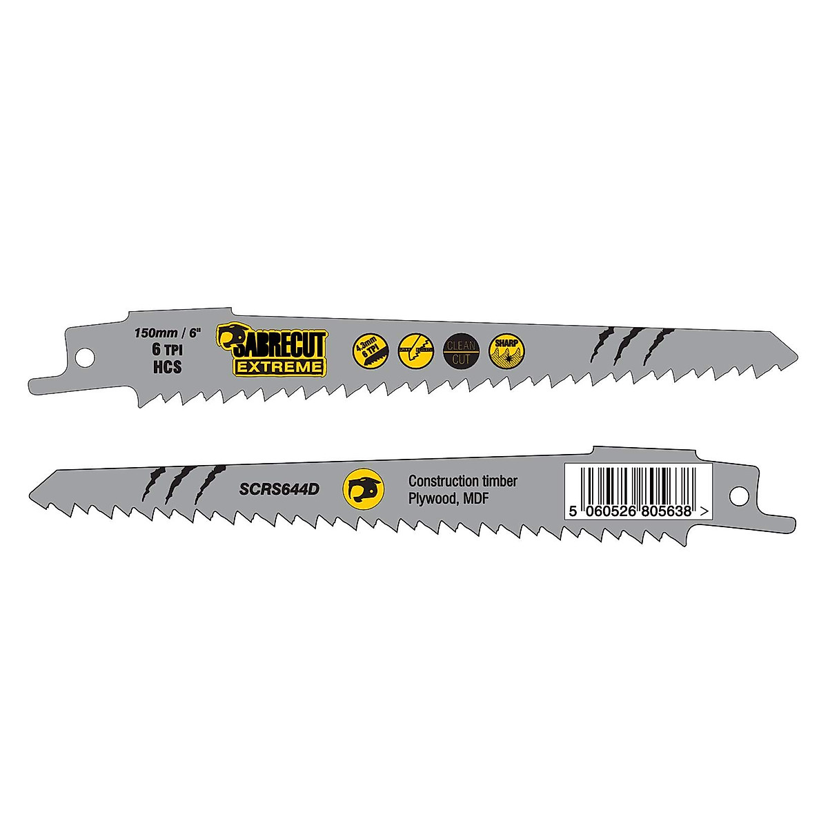 10 x SabreCut SCRS644D_10 5 15/16" (150mm) 6 TPI S644D Fast Wood Cutting Reciprocating Sabre Saw Blades Compatible with Bosch Dewalt Makita and many others