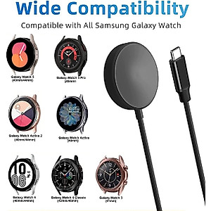USB C Samsung Galaxy Watch 3 4 5 6 Charger, Magnetic Watch Charging Dock Cable Compatible with Samsung Galaxy Watch 6/6 Classic/ 5 Pro/ 5/4/ 4 Classic/ 3/ Active 2/ Active, 3.3FT