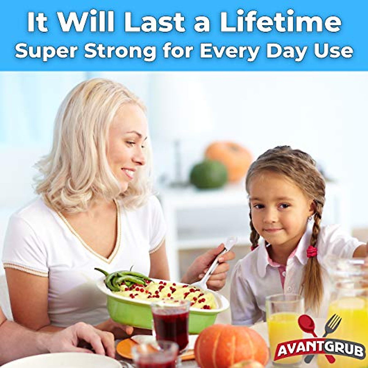 Super Strong, Ergonomic 11 in Serving Spoon 5 Pk. Big, Solid Stainless Steel Spoons for Cooking, Baking and Basting. Best Kitchen Flatware for Buffet and Banquet Service in Restaurants and Homes