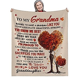 BLOOM SOMEWHERE to My Grandma Blanket from Granddaughter Throws Grandma Throw Flannel Blankets for Bed Couch Travel Beach Warm Blanket Love Gift for Mother's Day Birthday 50x60in