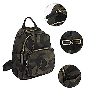 Clara Camouflage Women Mini Backpack Nylon Leisure Daypack Printed Shoulder Bag Handbag Purse(Camouflage)