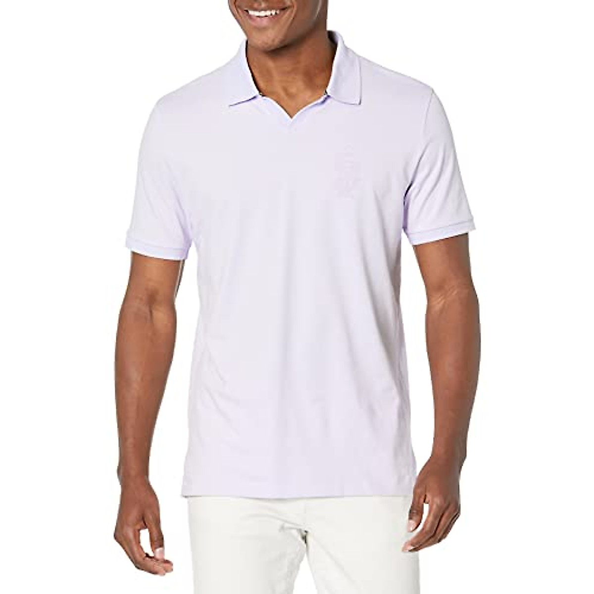 Karl Lagerfeld Paris Men's Polo with Tonal Karl Armour Logo, Lavender