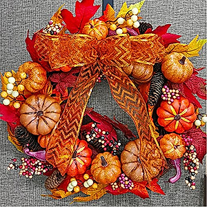 Winlyn 8 Rolls 48 Yards Assorted Fall Plaid Wired Ribbons Buffalo Check Ribbon Glittered Random Fiber Mesh Wired Ribbon Bows Craft Trim Ribbons 2.5" Wide for Holiday Fall Wedding Gift Wrapping Wreath