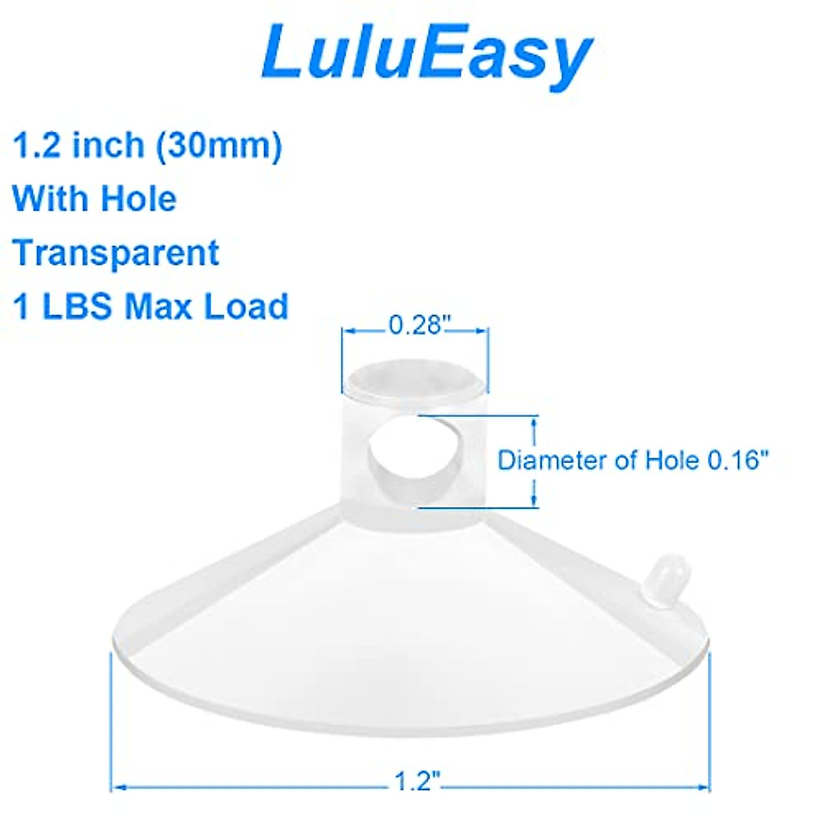 LuluEasy 100 Pieces 1.2 inch Small Suction Cups with Holes Clear Plastic Sucker for Hanging Crafts, Plush Dolls, Festivals Parties Theme Carnival Decoration Aquarium Thematic Ornaments