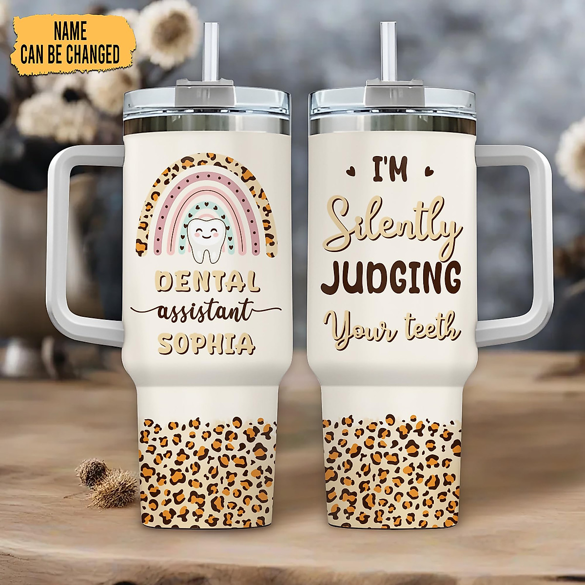 Hyturtle Personalized Dentist Tumbler - Dental Hygienist Gift For Women - Gifts For Dentists - Dental Assistant Gift - Gift for Appreciation Week - Custom Name Tumbler 40oz Stainless Steel Coffee Cup