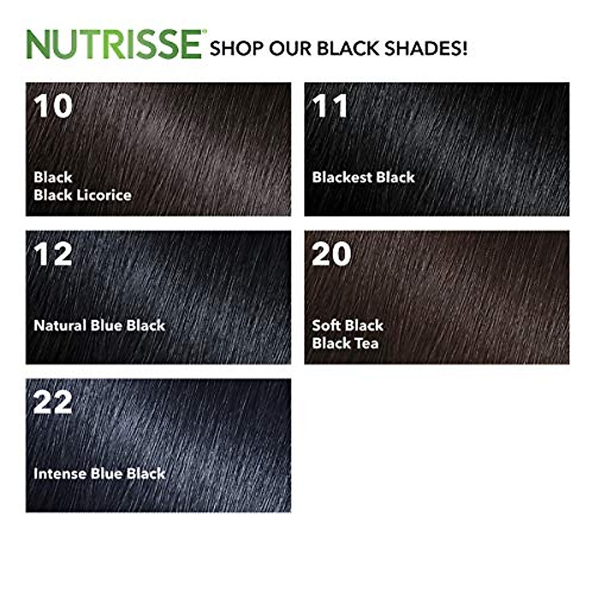 Garnier Hair Color Nutrisse Nourishing Creme, 20 Soft Black (Black Tea) Permanent Hair Dye, 2 Count (Packaging May Vary)