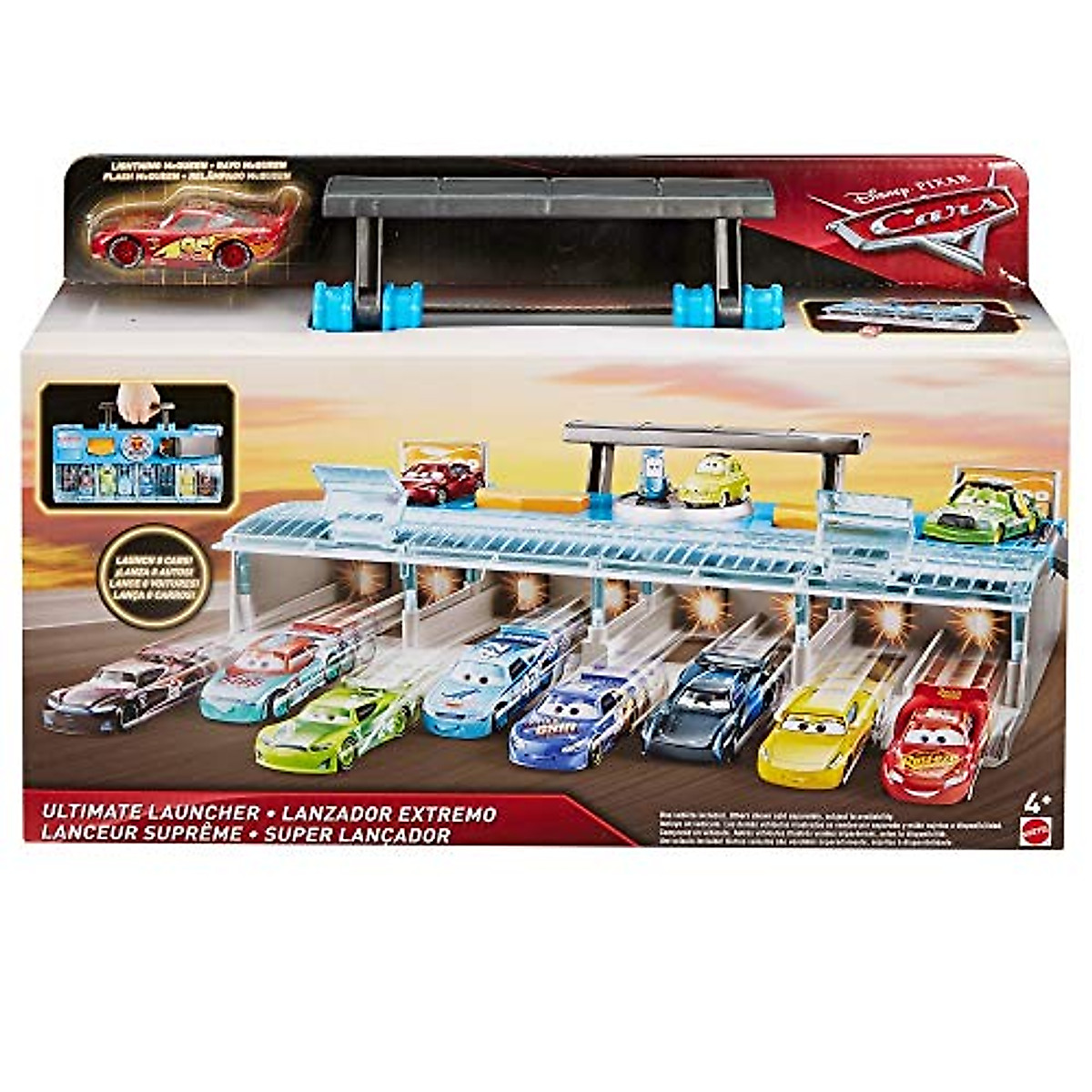 Mattel Disney and Pixar Cars Toys, Ultimate 2-in-1 Launcher & Carry Case with Lightning McQueen Toy Car, Launch 8 Vehicles Together