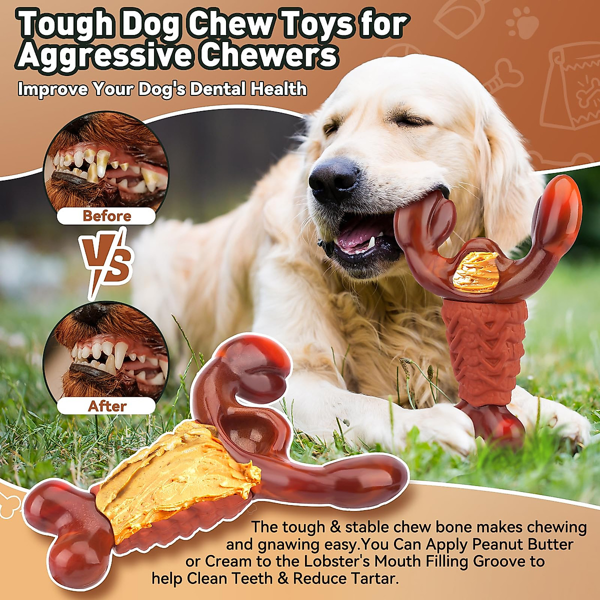 BIKIISEN Squeaky Dog Toys for Aggressive Chewers for Large Dogs, Interactive Dog Chew Toys to Keep Them Busy, Indestructible Squeaky Dog Toys, Tough Dog Toys for Medium/Large Dogs (Red)