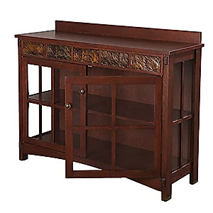 SEI Furniture Camino Mission Sideboard & Curio - Red Washed Expresso Finish w/ Faux Slate - Spacious Design (AMZ0092MC)
