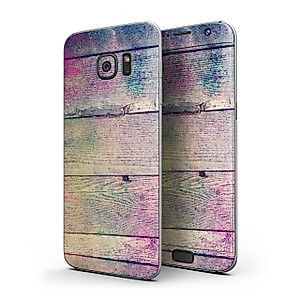 Design Skinz Design Skinz Pink & Blue Grunge Wood Planks Full-Body Wrap Decal Skin-Kit for The Galaxy S7